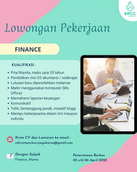Lowongan Kerja Finance - BWCC Jagakarsa